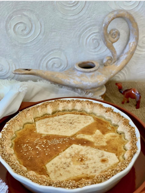 Mediterranean Sesame Tahini Custard Pie (step by step video)